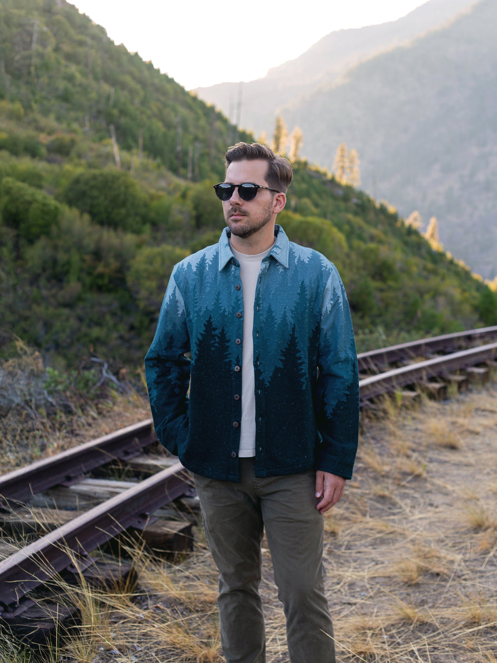 Misty Forest Blanket Shirt - Organic Cotton Button-Up Sweatshirt ...