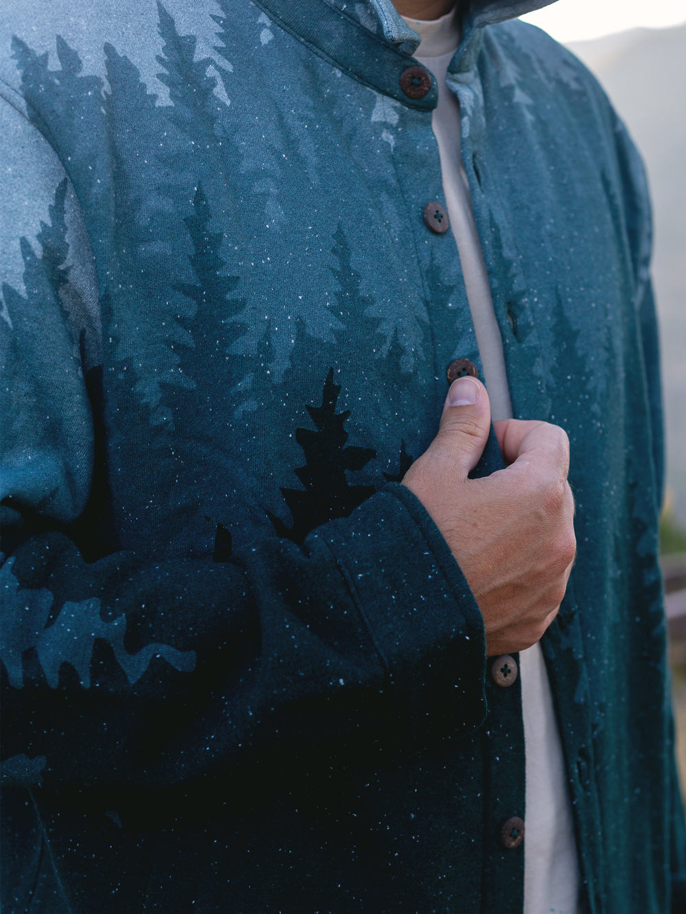 Misty Forest Blanket Shirt - Organic Cotton Button-Up Sweatshirt ...