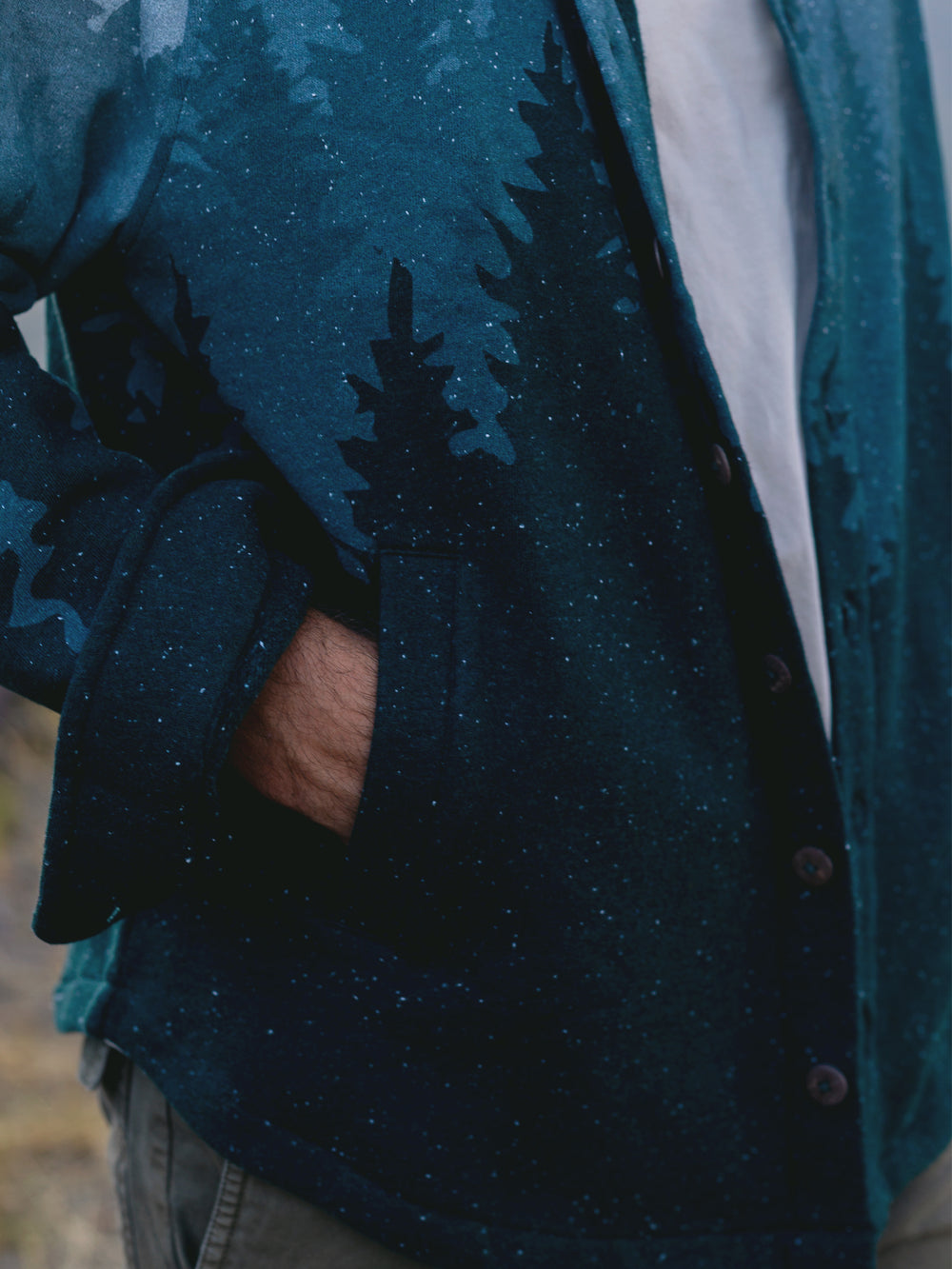 Misty Forest Blanket Shirt - Organic Cotton Button-Up Sweatshirt ...