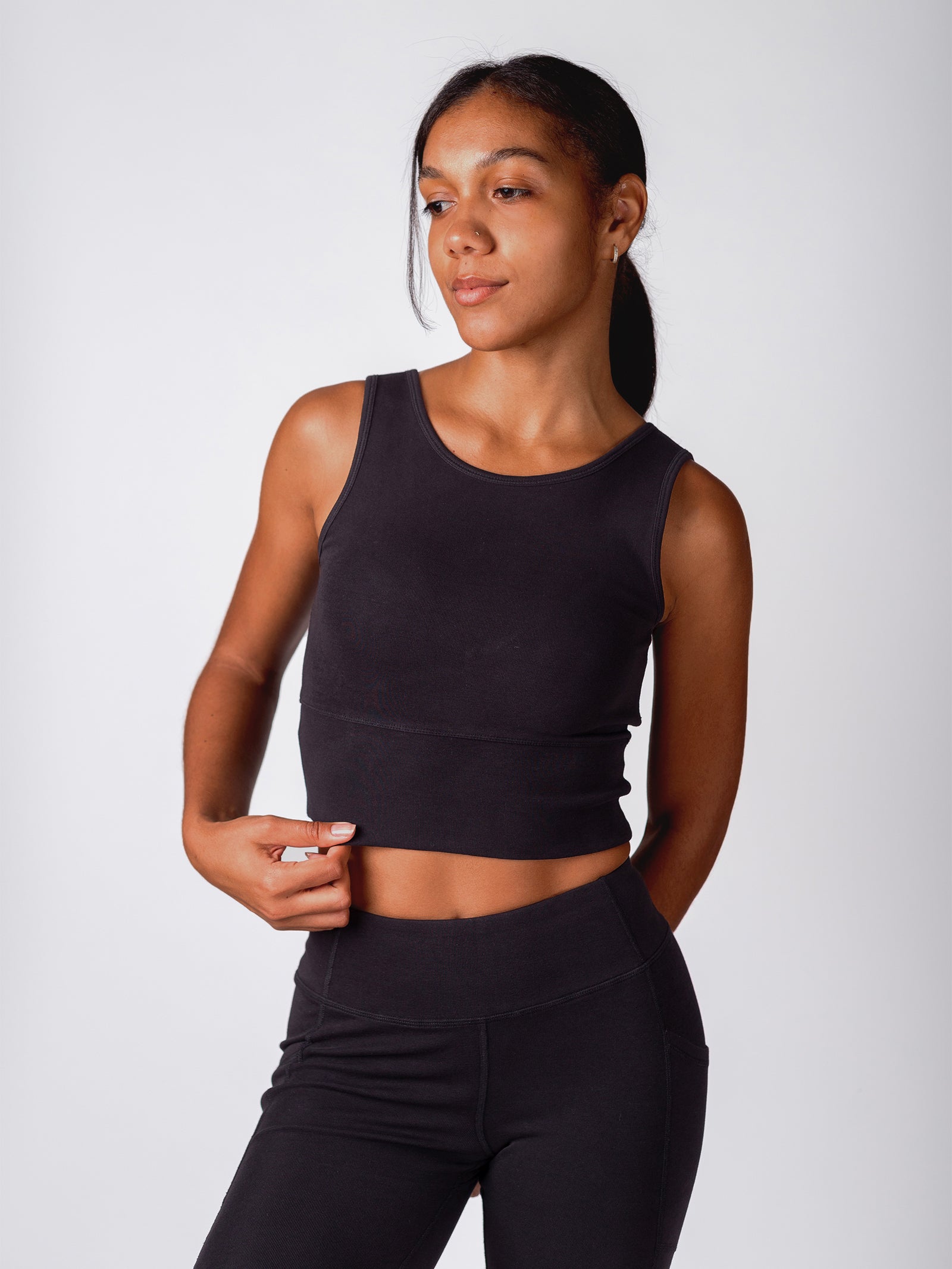 PlantTec Plant-Based Organic Cotton Performance Tank - Ribbed / Black