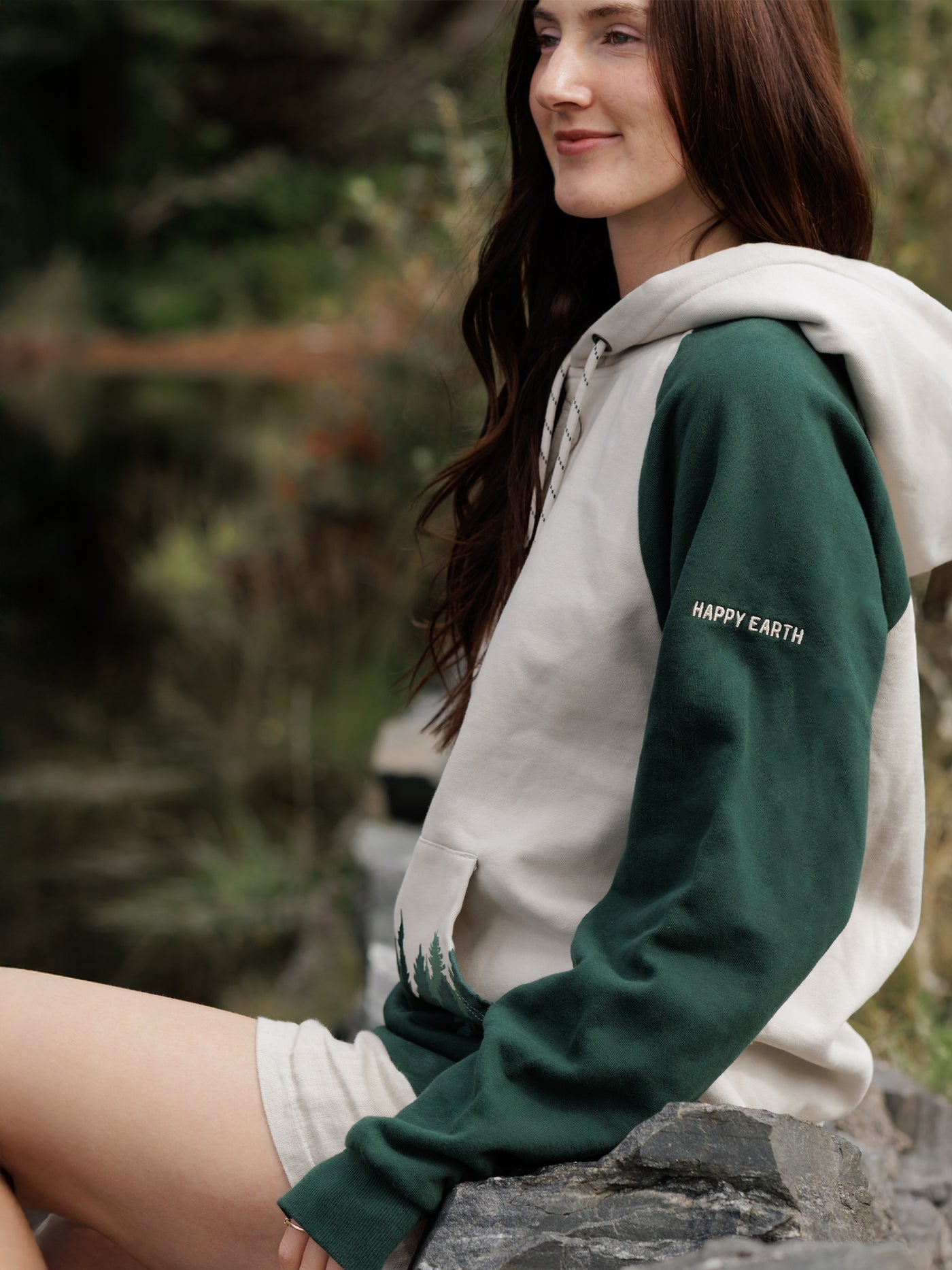 Fading Forest Hoodie - Organic Cotton Fleeced Sweatshirt | Happy Earth