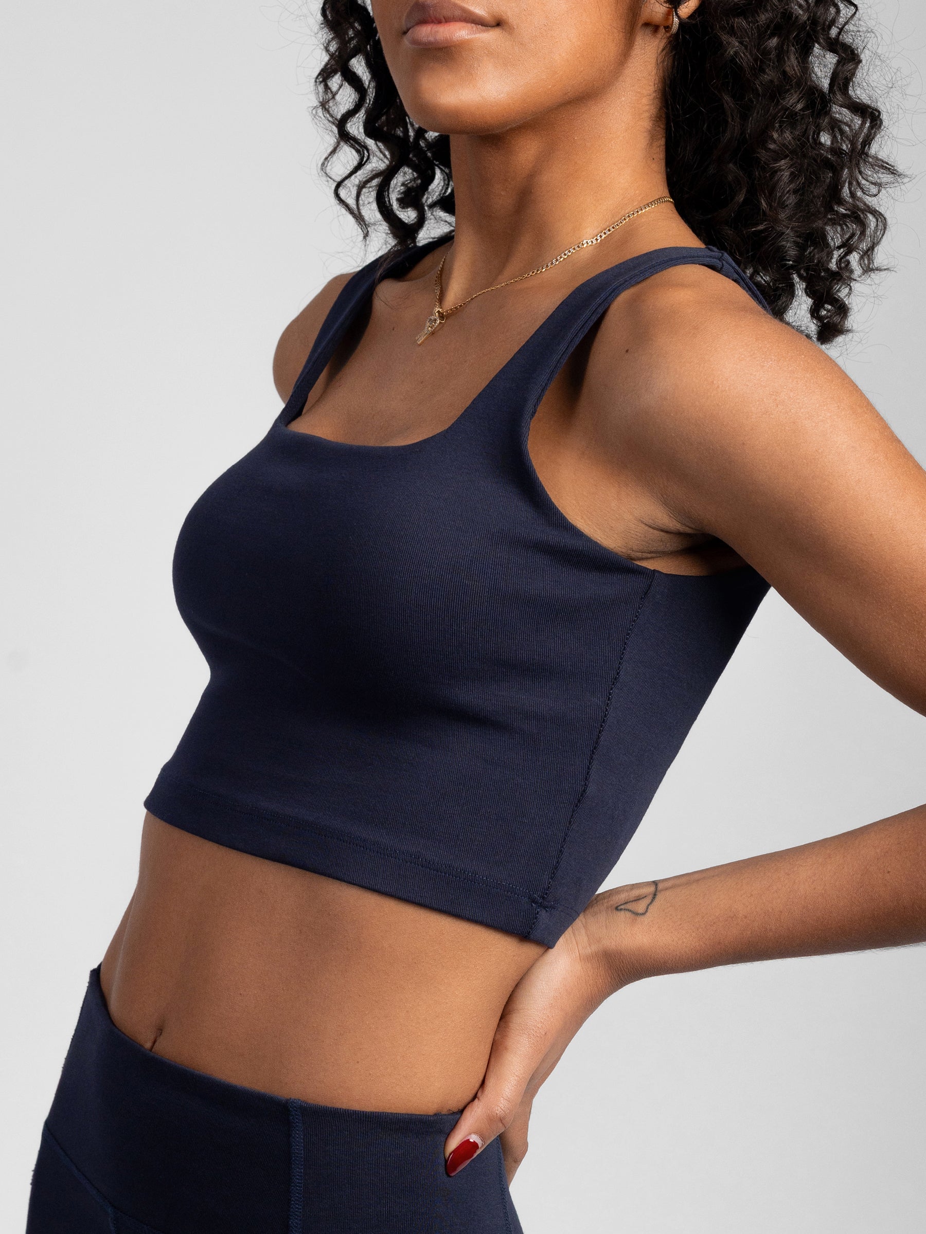 PlantTec Organic Cotton Built-in Bra Tank | Ocean Navy Blue