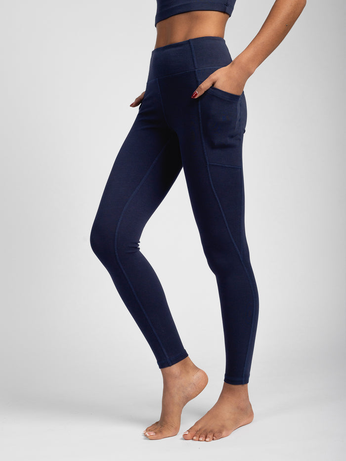 PlantTec Organic Cotton Performance Leggings | Ocean Navy Blue