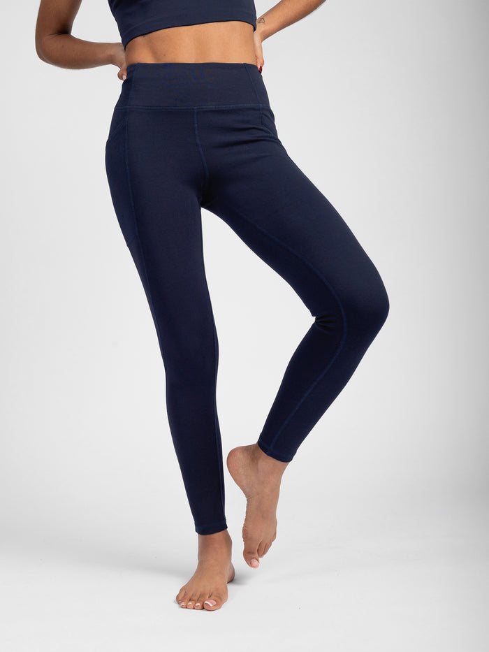 PlantTec Organic Cotton Performance Leggings | Ocean Navy Blue