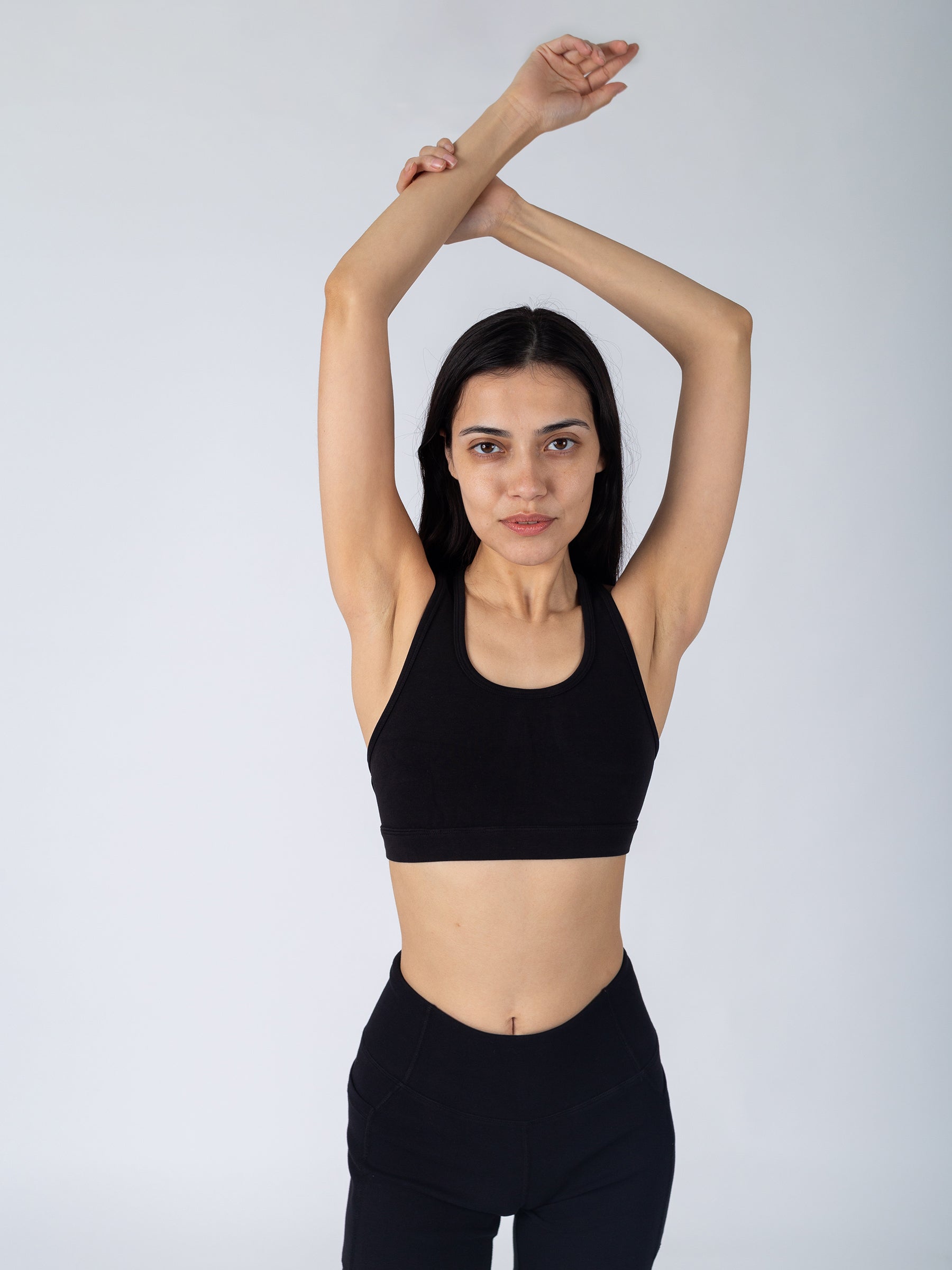 PlantTec Organic Cotton Sports Bra - Ribbed / Black