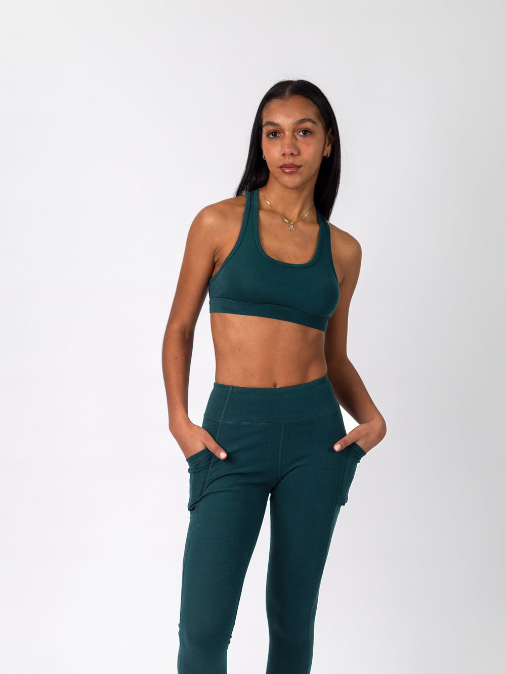 PlantTec Organic Cotton Sports Bra - Ribbed / Teal