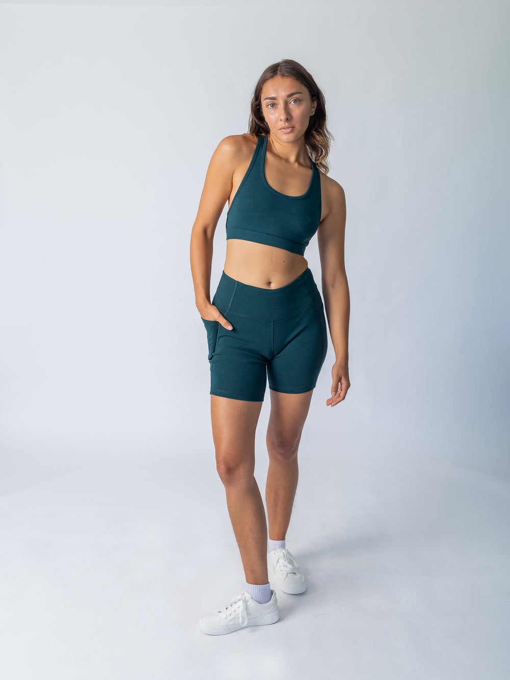 PlantTec Organic Cotton Sports Bra - Ribbed / Teal