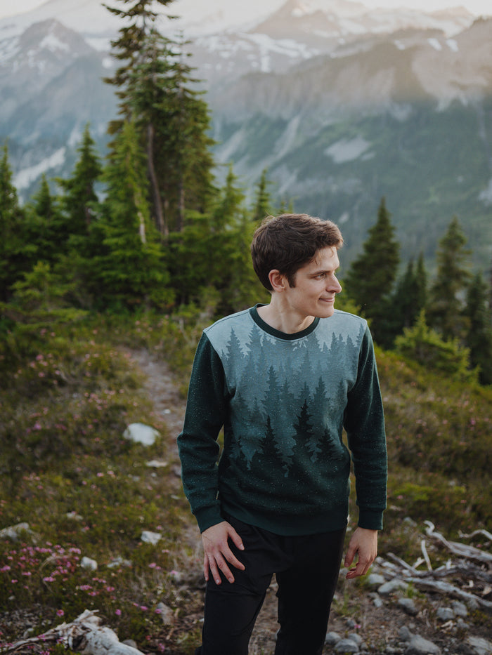 Misty Forest Pullover - Organic Cotton Fleece Sweatshirt | Happy Earth