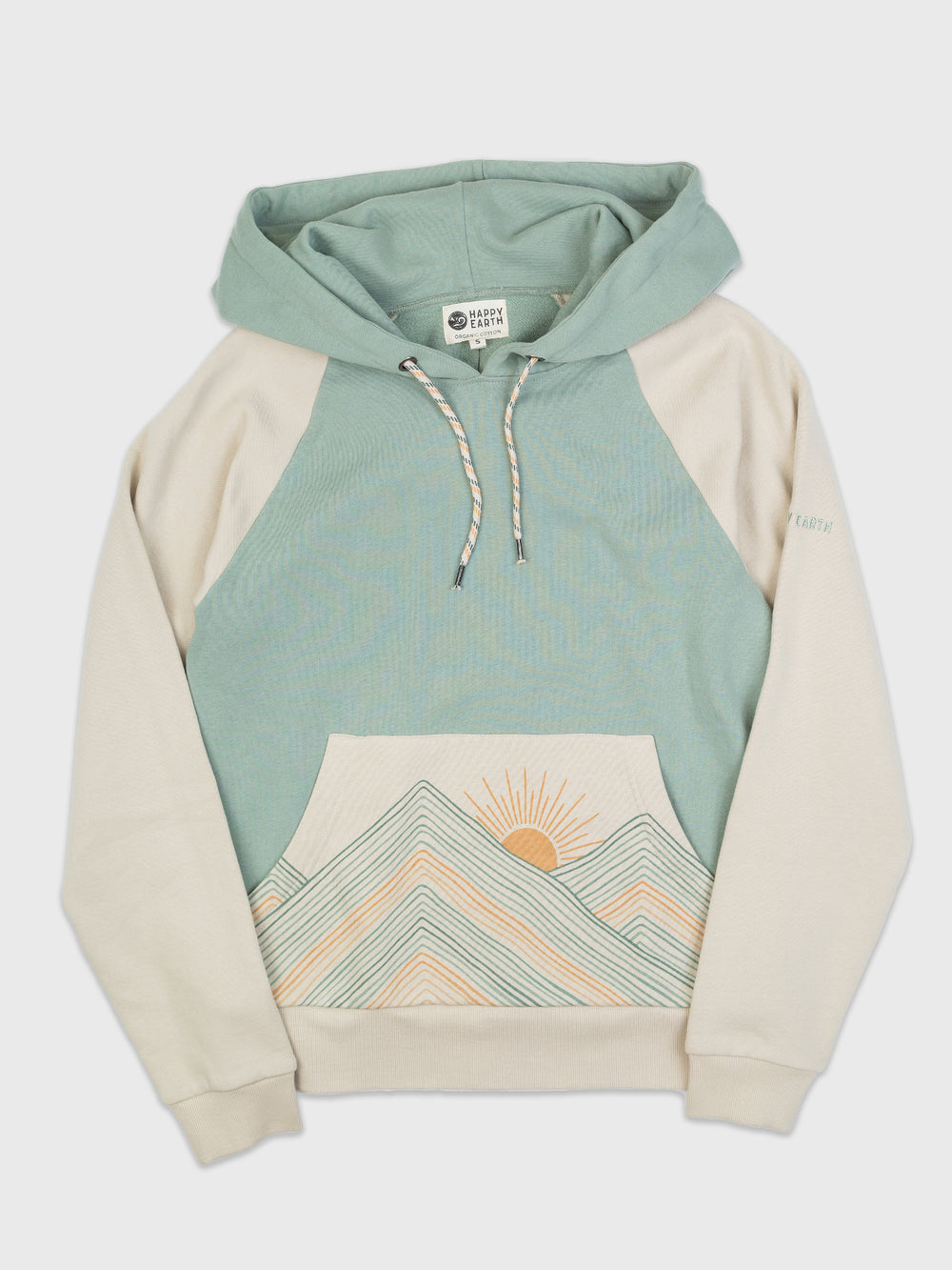 Rainbow Mountains Hoodie - Organic Cotton Fleeced Sweatshirt | Happy Earth