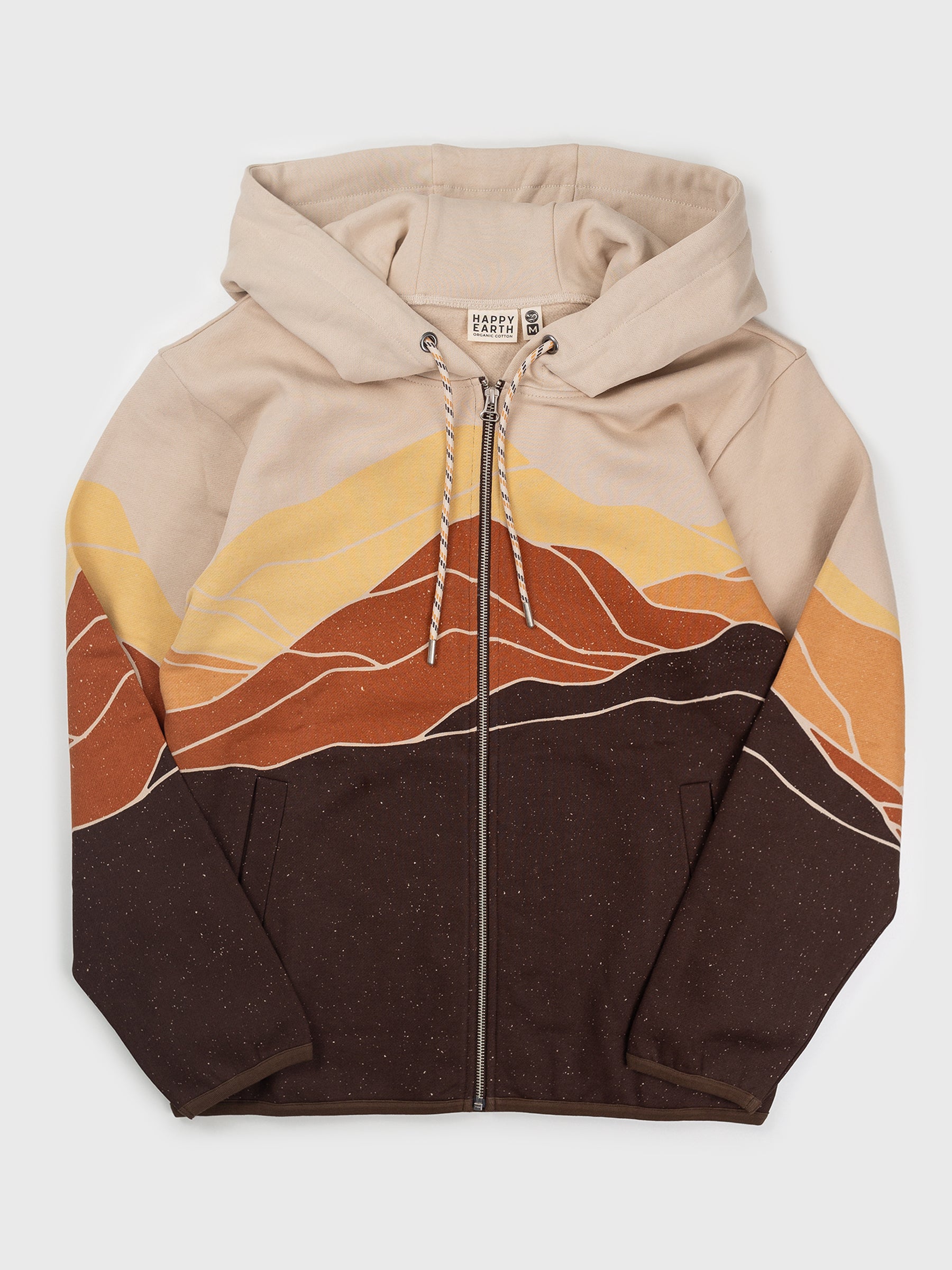 Retro Range Zip Hoodie - Organic Cotton Fleeced Sweatshirt | Happy Earth