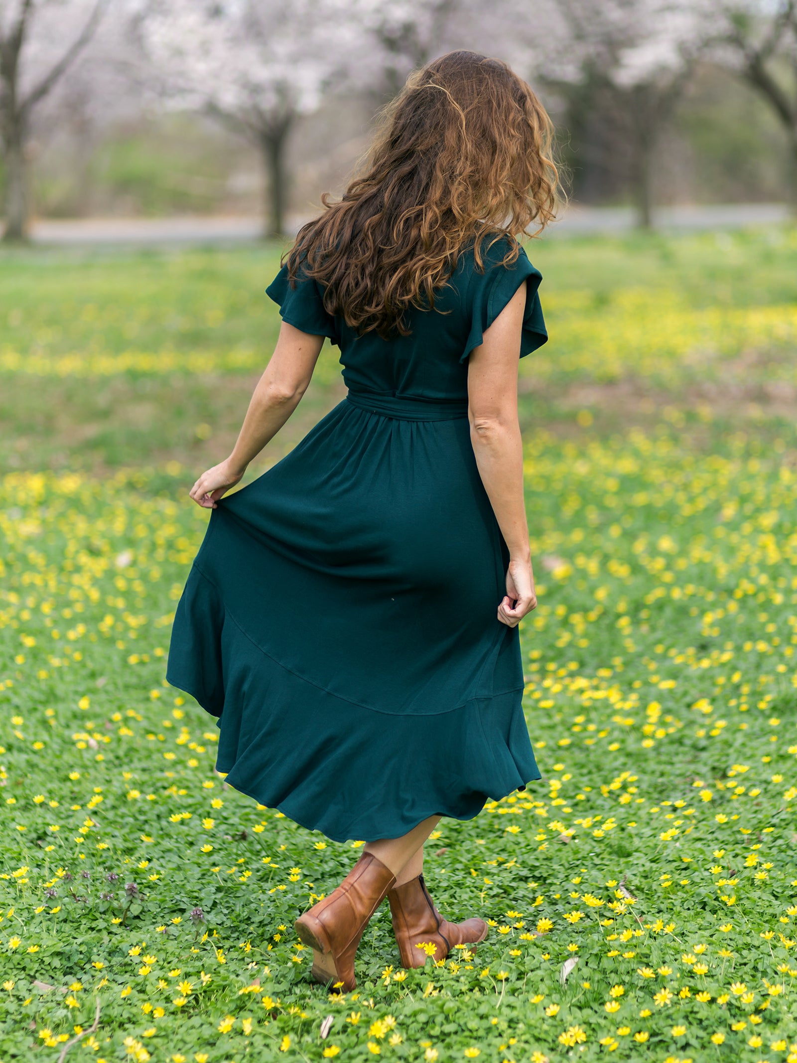 Women's Organic Cotton Ruffle Wrap Dress | Happy Earth